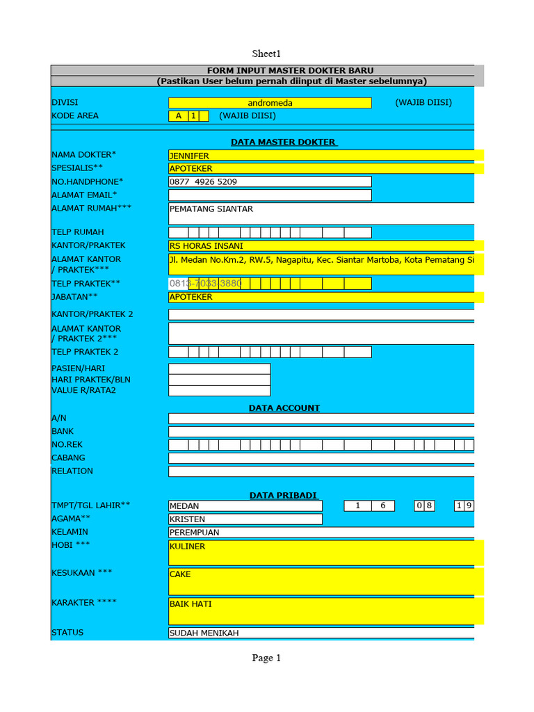 Form 1a Input User | PDF