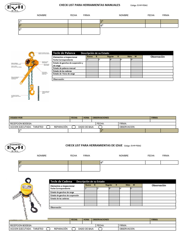 CHECK LIST Herramientas-tecle | PDF | Vehículos
