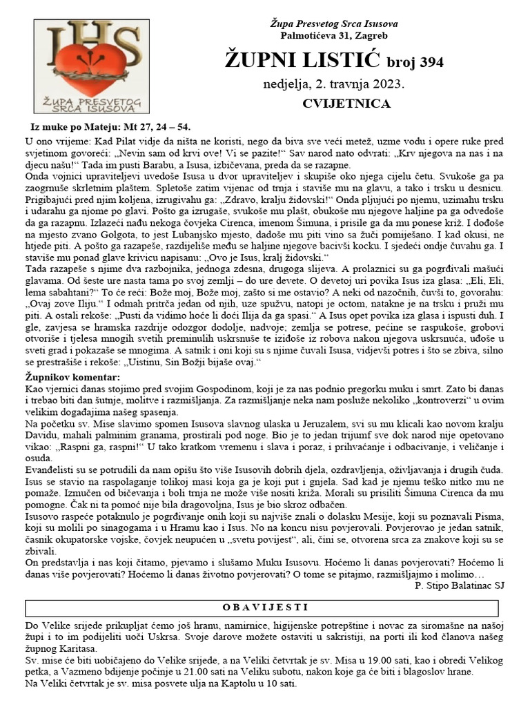Zupni Listic 394 | PDF