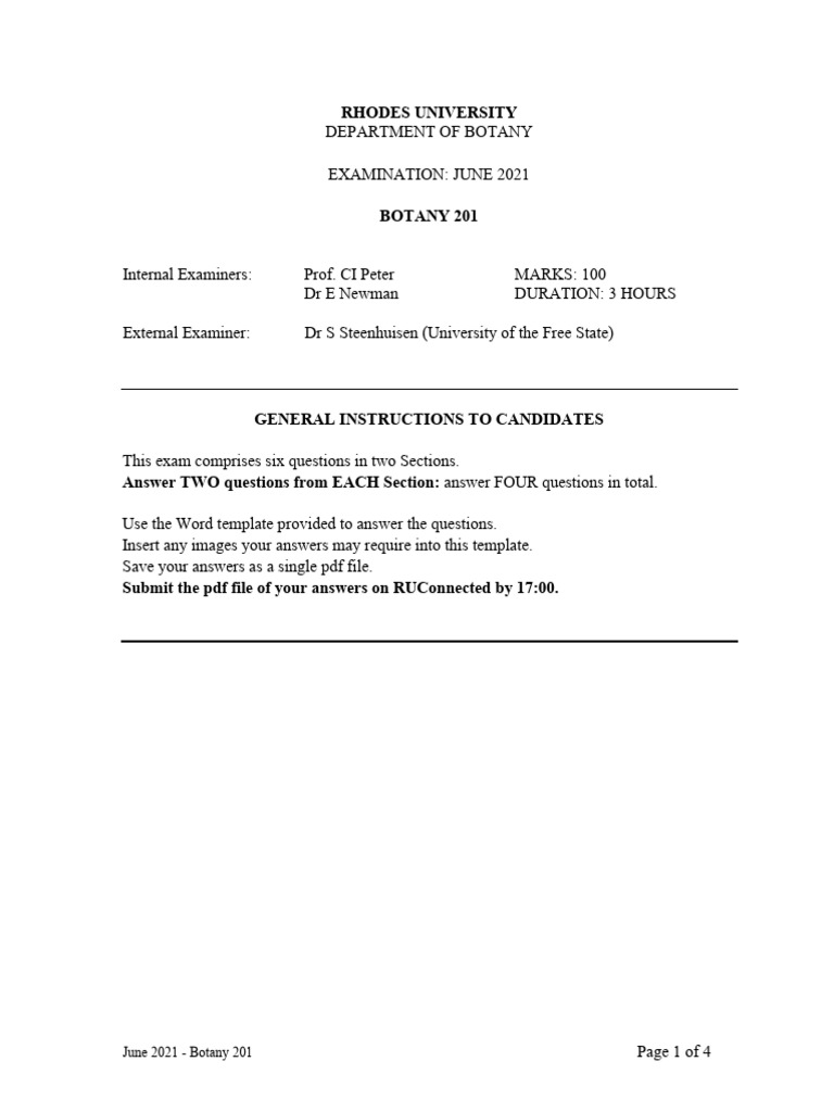 BOT 201 - June 2021 | PDF | Flowers | Pollination