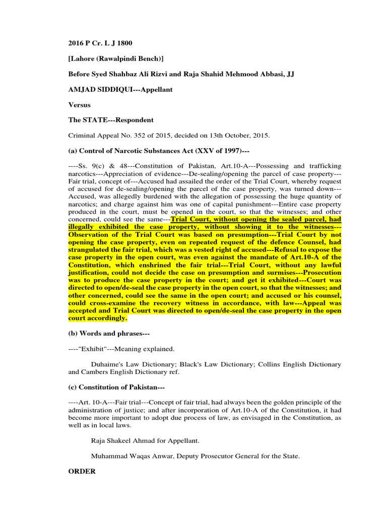 2016 PCRLJ 1800-1 | PDF | Right To A Fair Trial | Trials