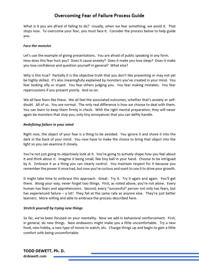 Overcoming Fear of Failure Process Guide | PDF | Mind | Anxiety