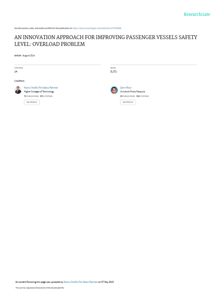 An Innovation Approach For Improving Passenger Vessels Safety Level ...