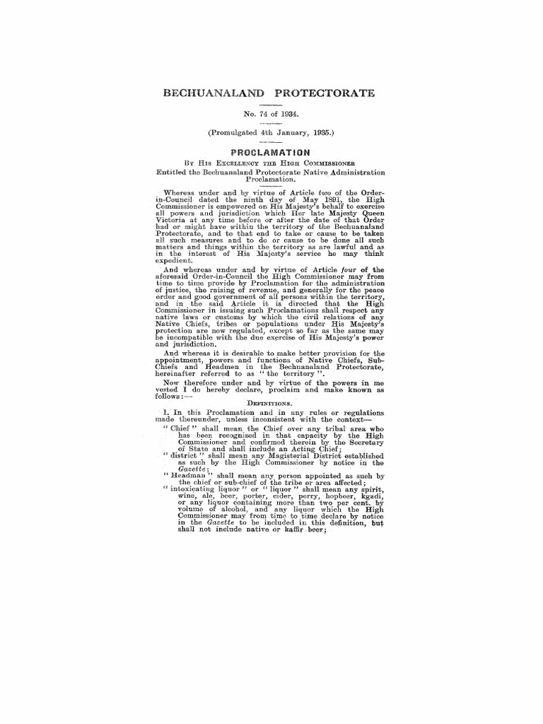 1934 Native Administration Proclamation | PDF | Crimes | Crime & Violence