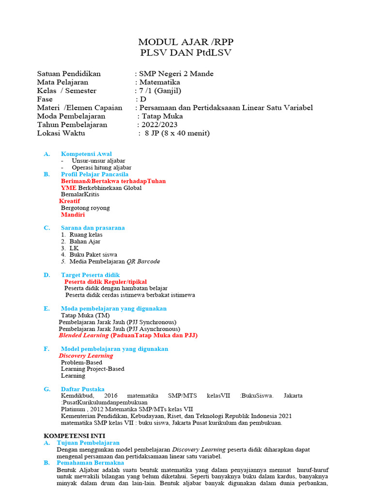 Modul Ajar Persamaan Linear KLS 7 - WWW - Kherysuryawan.id | PDF Modul Ajar Persamaan Linear KLS 7 - WWW - Kherysuryawan.id | PDF