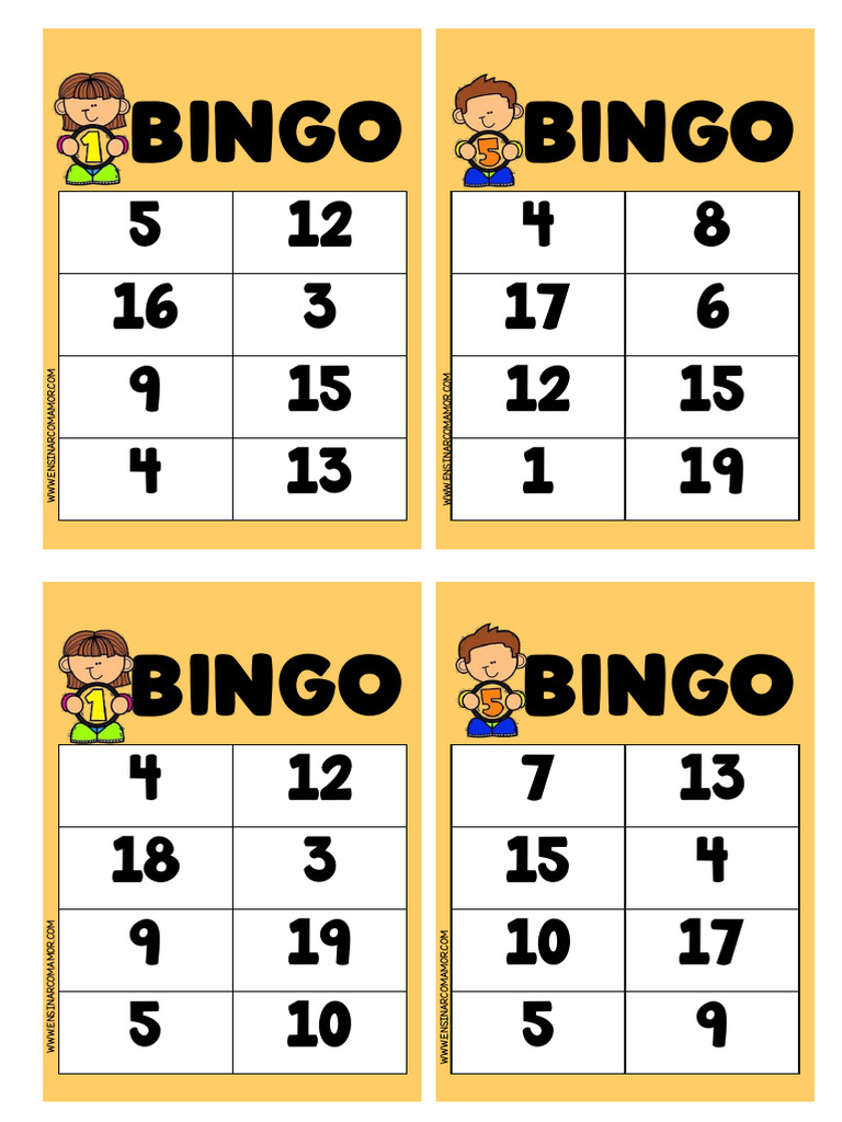 Bingo Dos Números 1-20 | PDF