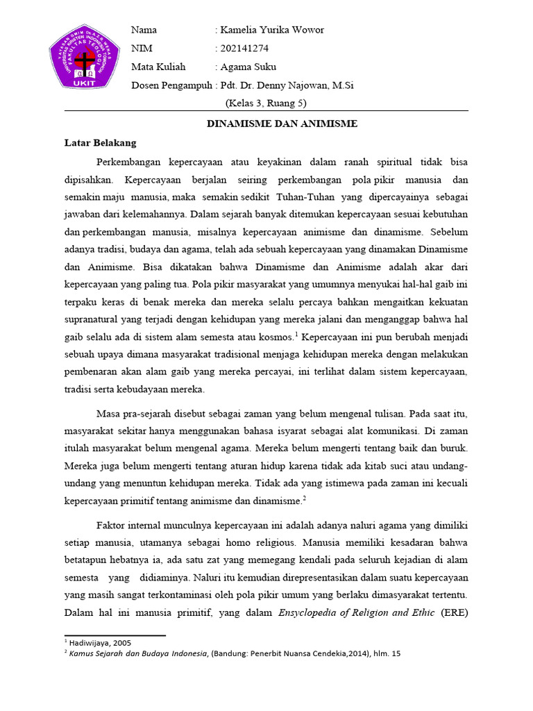 Dinamisme Dan Animisme | PDF | Filsafat | Agama & Spiritualitas