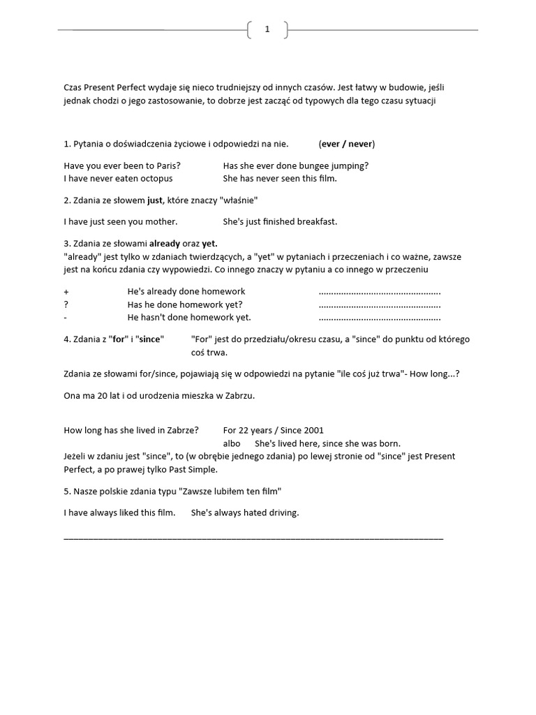 Present Perfect-Zasady | PDF