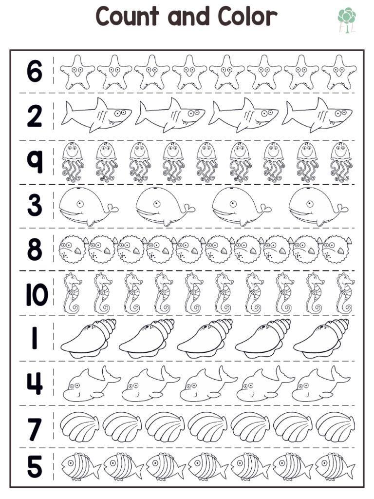 Count and Color SUMMER Worksheets | PDF
