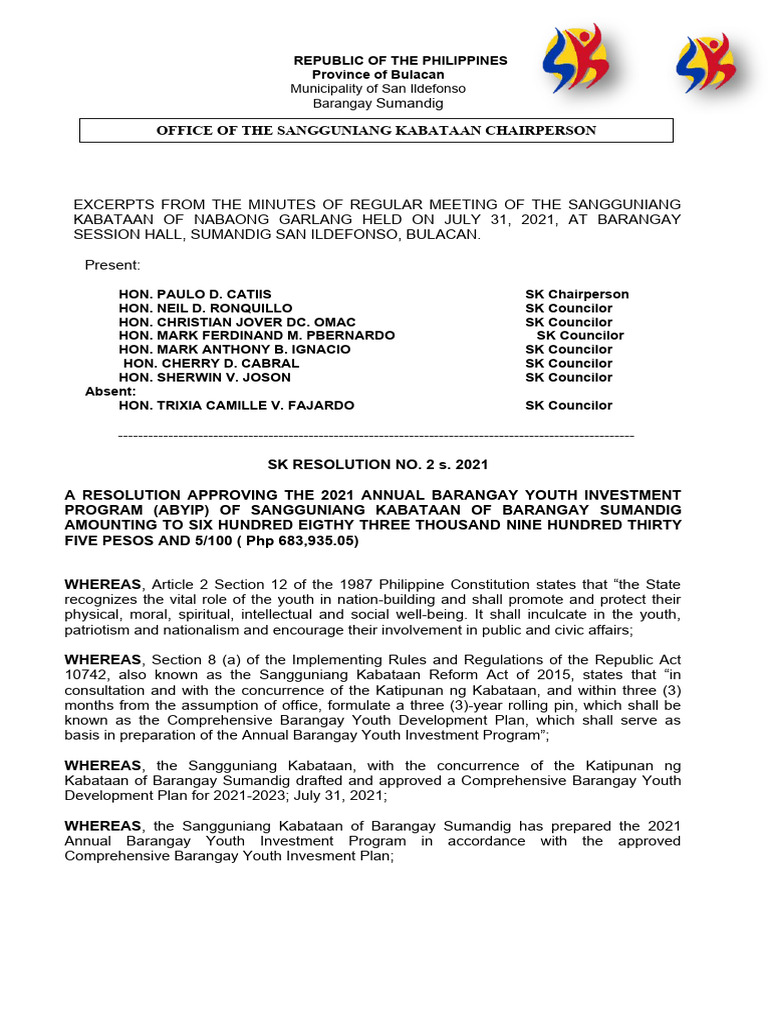 Sample Resolution ABYIP | Download Free PDF | Justice | Crime & Violence