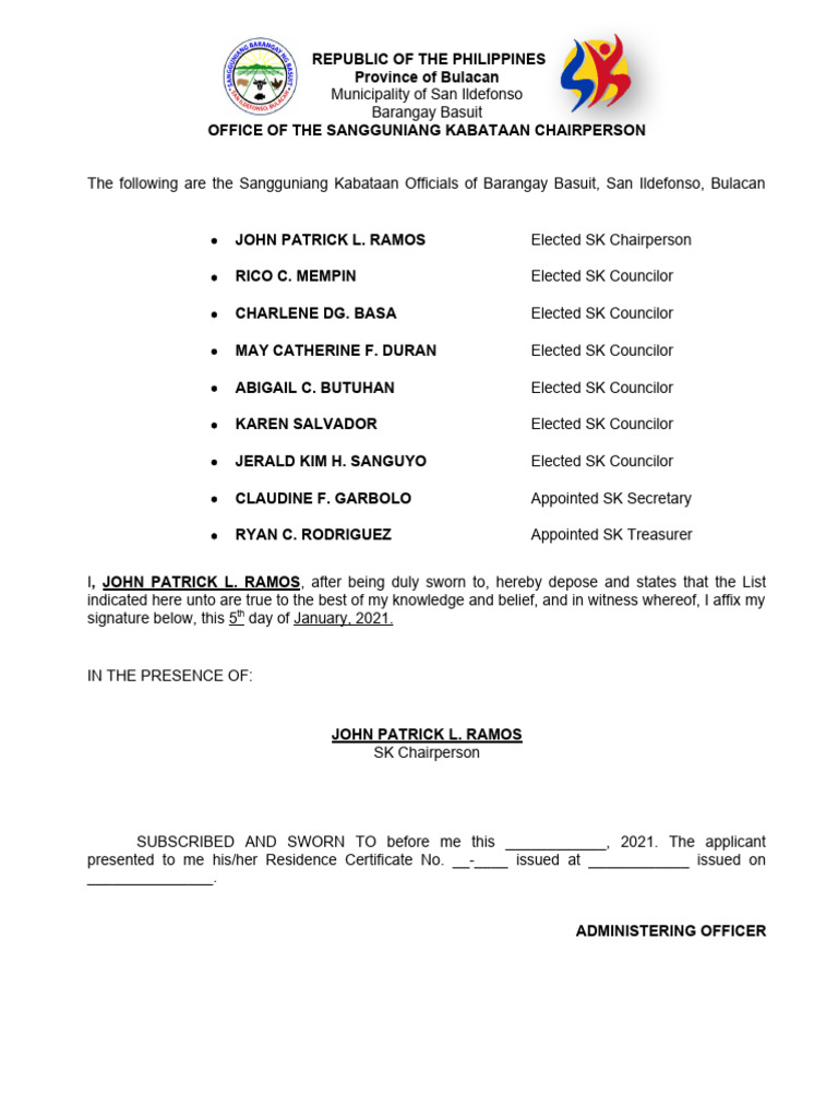 Sample - List of SK | PDF