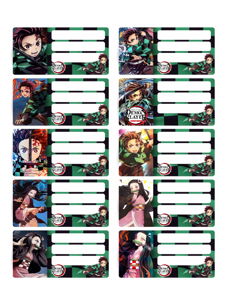 Etiquetas Demon Slayer | PDF
