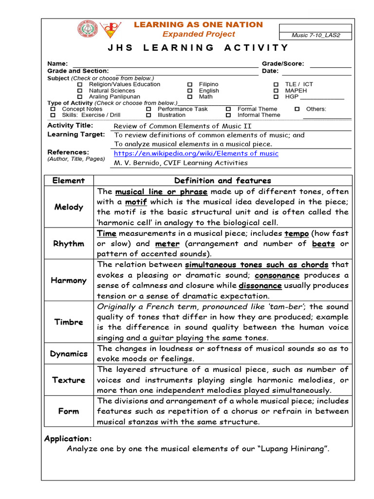 Common Elements of Music Review | PDF | Harmony | Musical Compositions