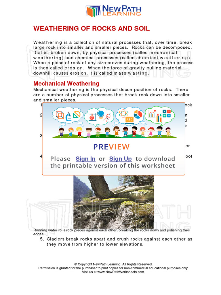 Study Guide Science Grade 7 Weathering of Rocks and Soil Formation 1 ...