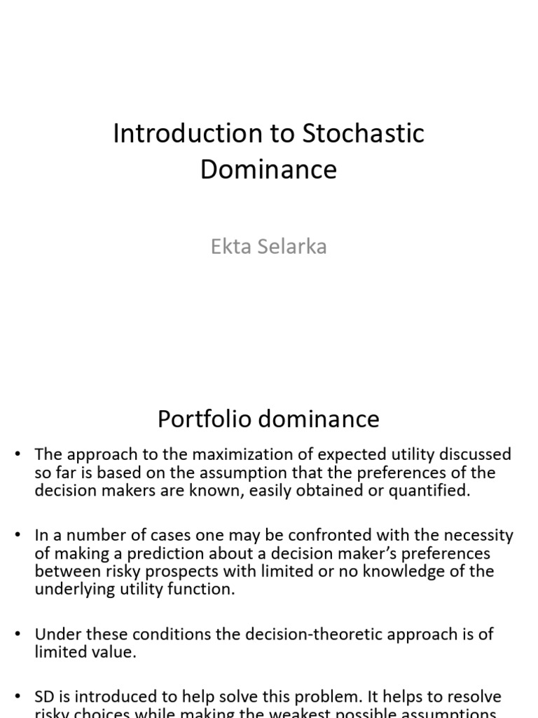 Stochastic Dominance | PDF | Utility | Probability