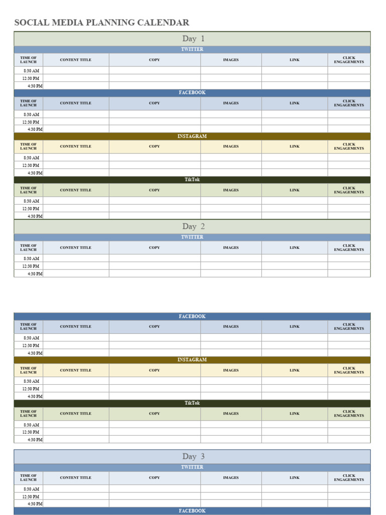 Social Media Planning Calendar | PDF | Communication | Public Sphere