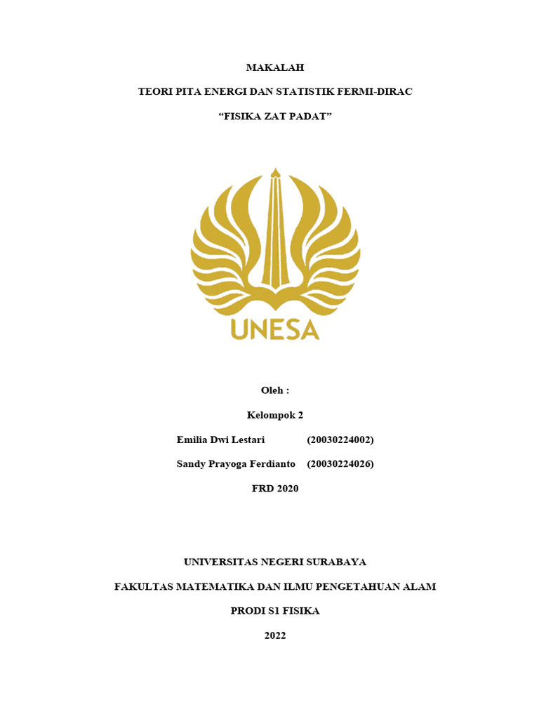 Kel 2. Makalah Teori Pita Energi Dan Statistik Fermi | PDF