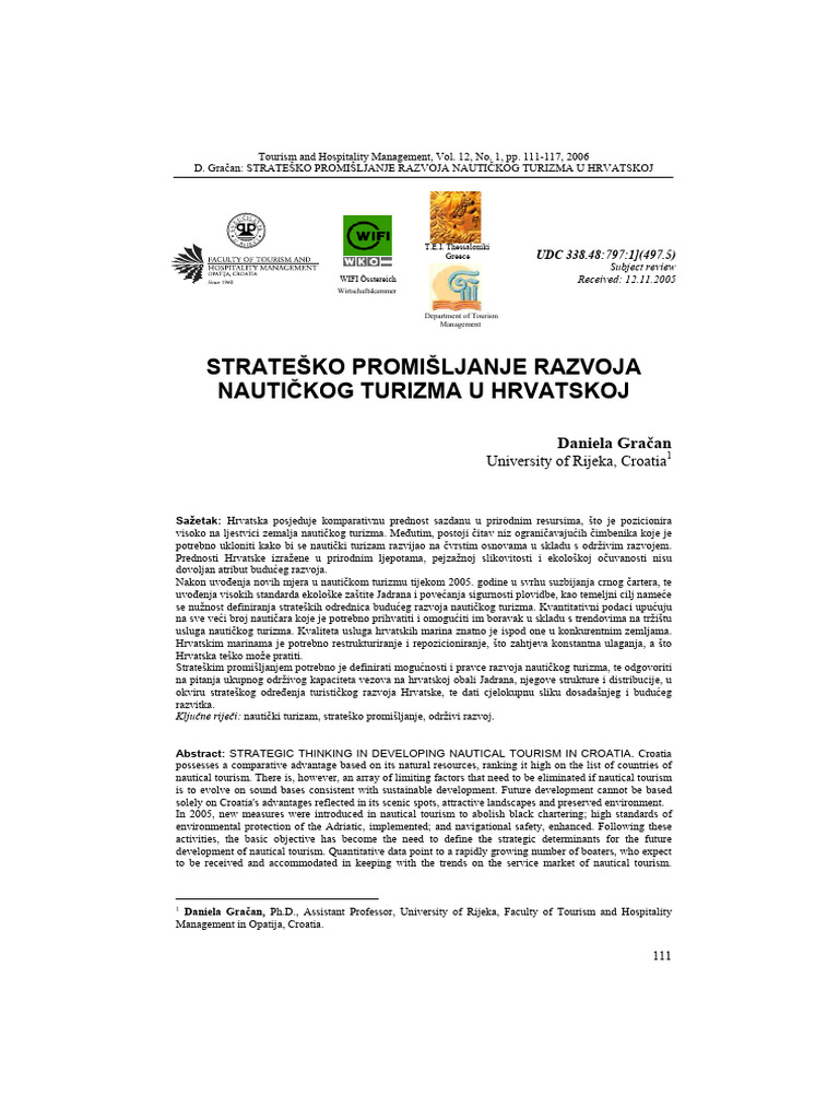 2006 - Gracan - Stratesko Promisljanje Razvoja Nautickog Turizma U ...