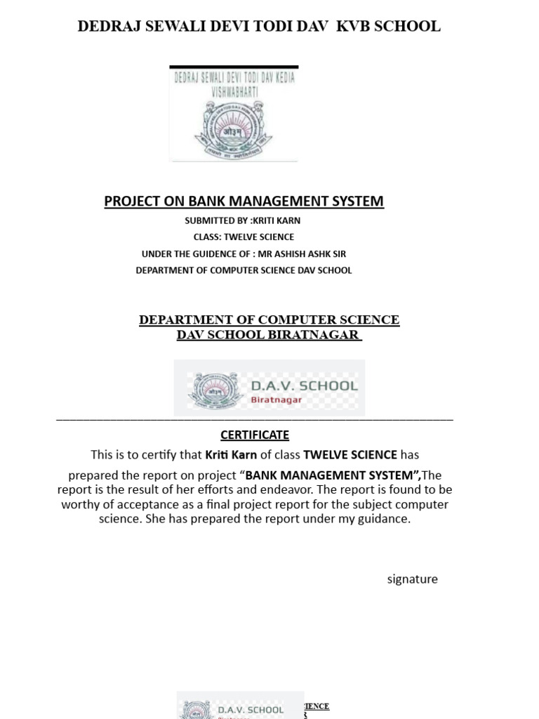 Bank Management System Project | PDF | Economies