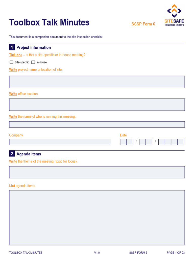 Toolbox Talk for Site Safety | PDF