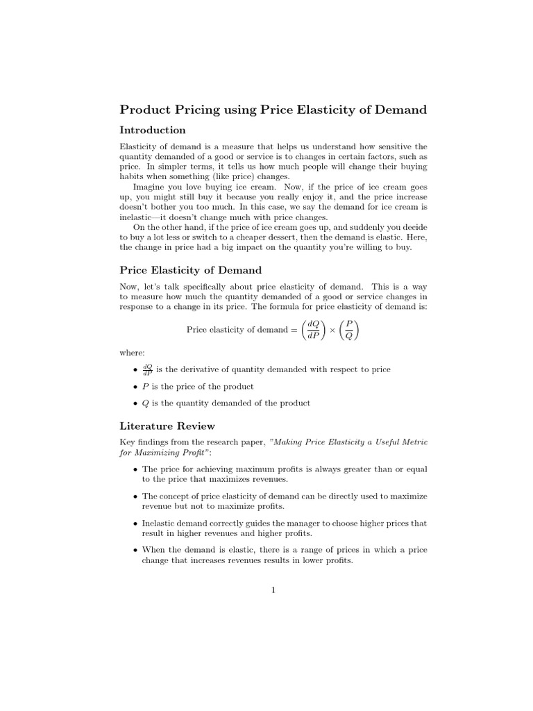 Dynamic Pricing Using Price Elasticity of Demand | PDF | Demand | Price Elasticity Of Demand