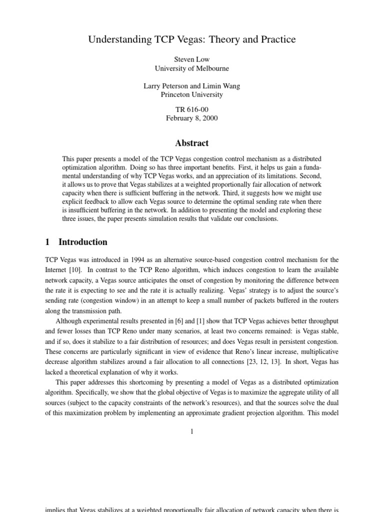 Understanding TCP Vegas Theory and Practice | PDF | Network Congestion | Mathematical Optimization