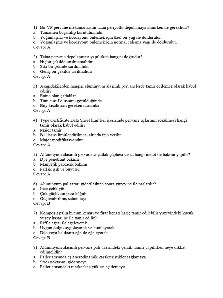 M17 Pervane Sorular | PDF