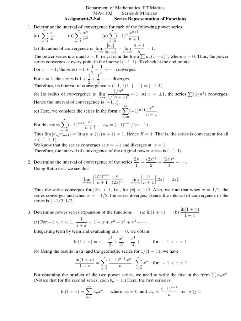 MA T-2 (Sol) | PDF | Power Series | Functions And Mappings
