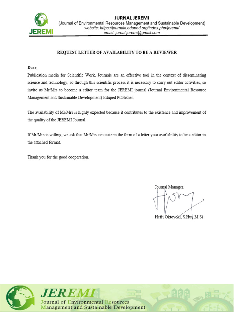 Request Letter of Availability To Be A Editor | PDF