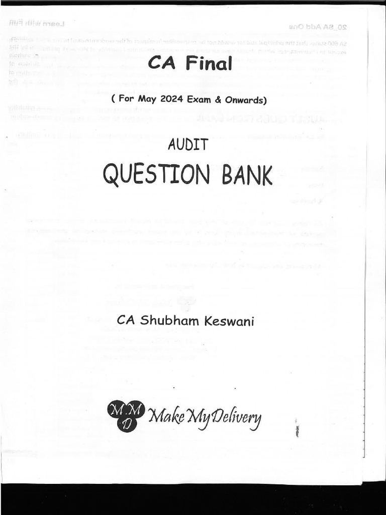 Shubham Keshbani Audit QB 24 Sample | PDF