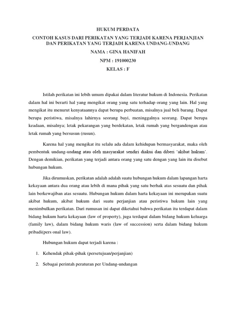 Contoh Kasus Perikatan | PDF