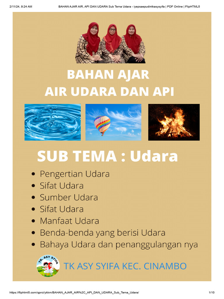 BAHAN AJAR AIR, API DAN UDARA Sub Tema Udara - Iyepsaepudintkasysyifa - PDF Online - FlipHTML5 | PDF