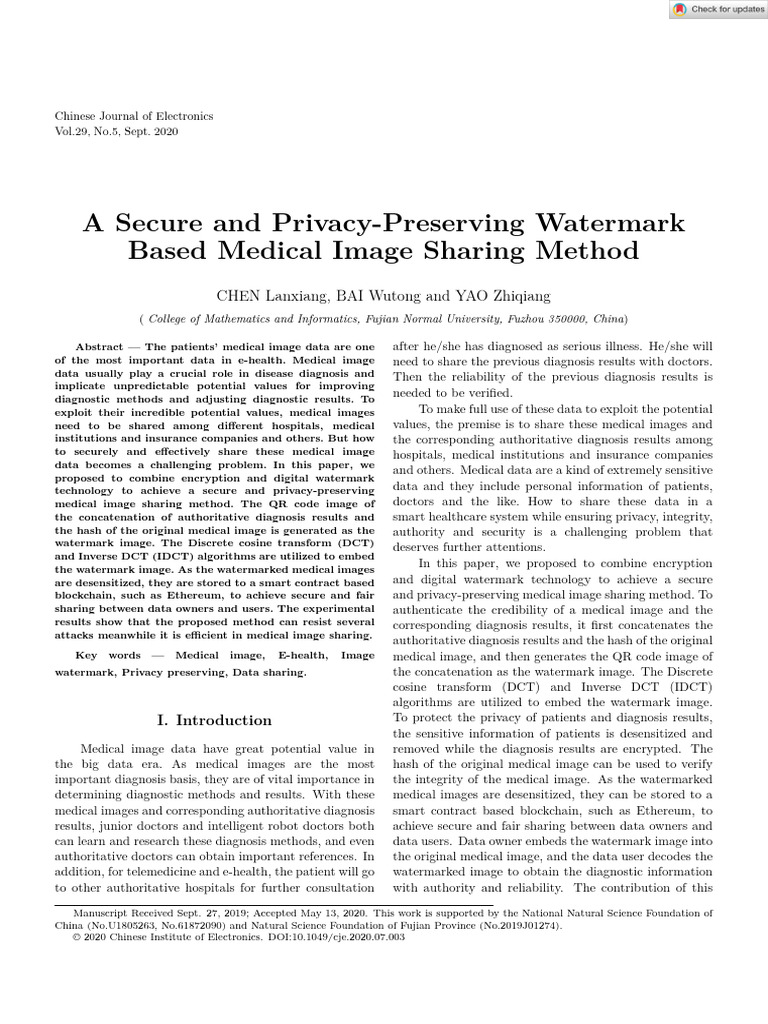 A Secure and Privacy Preserving Watermark Based Medical Image Sharing ...