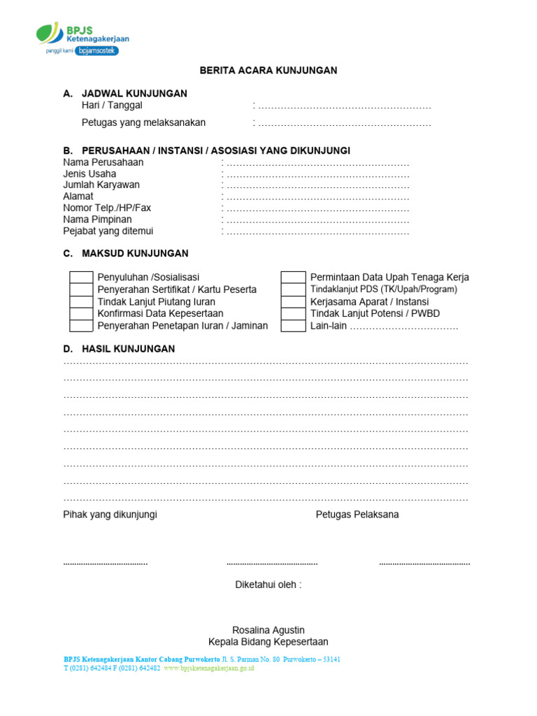 Berita Acara Kunjungan 2024 | PDF