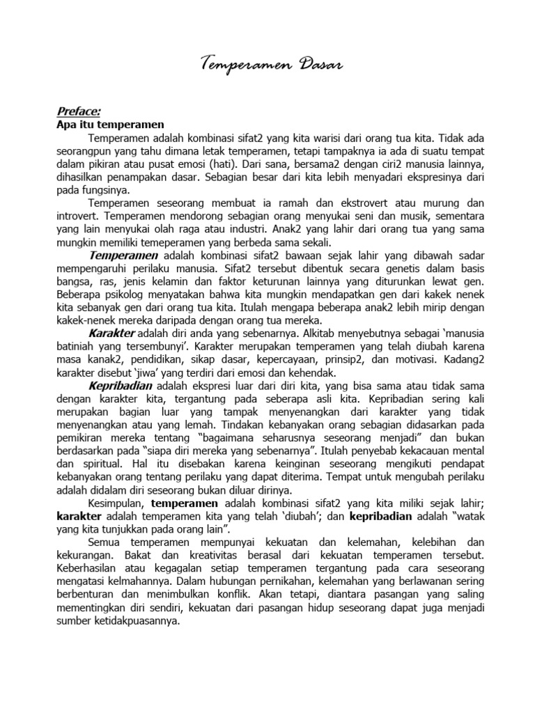 4 Temperamen Dasar | PDF