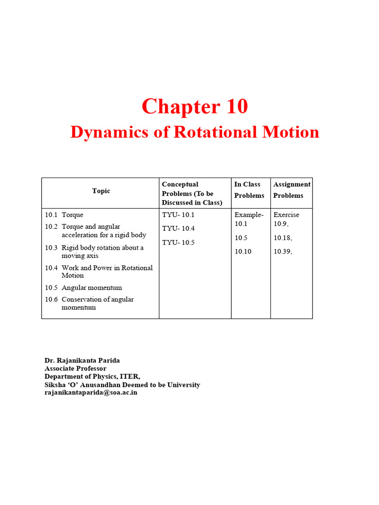 Chapter - 10 - Dynamics - of - Rotational - Motion - R K Parida | PDF ...