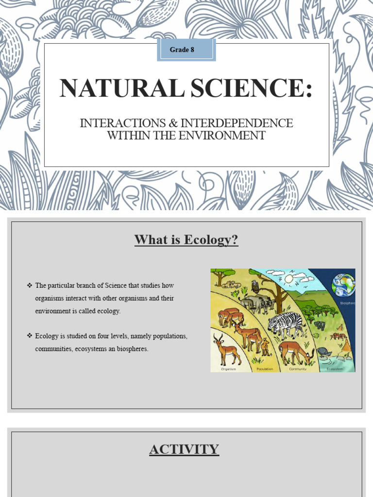 Grade 8 NS - Interactions & Interdependence Within The Environment ...
