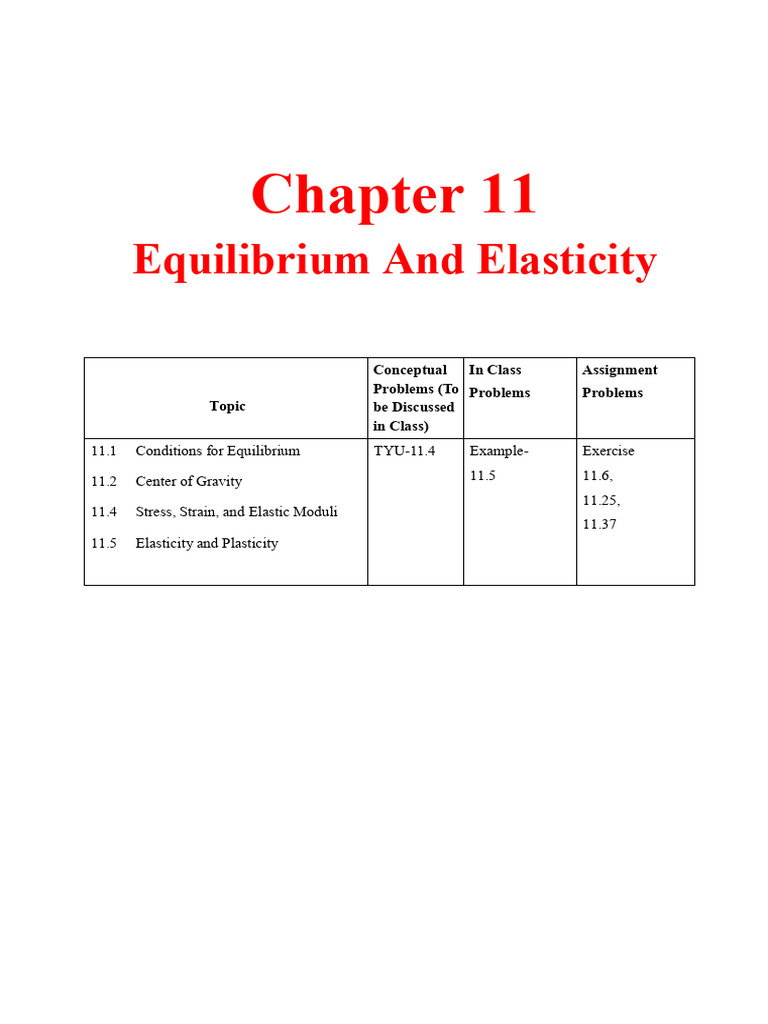 Equilibrium and Elasticity Concepts | PDF | Deformation (Engineering ...