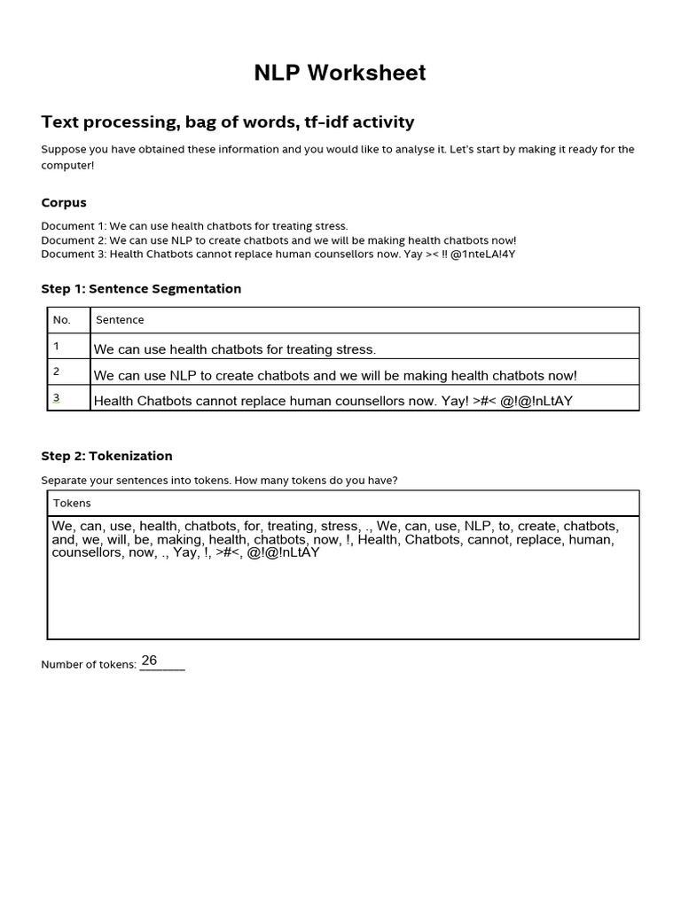 NLP - Worksheet Solved | PDF | Linguistics | Applied Linguistics NLP - Worksheet Solved | PDF | Linguistics | Applied Linguistics