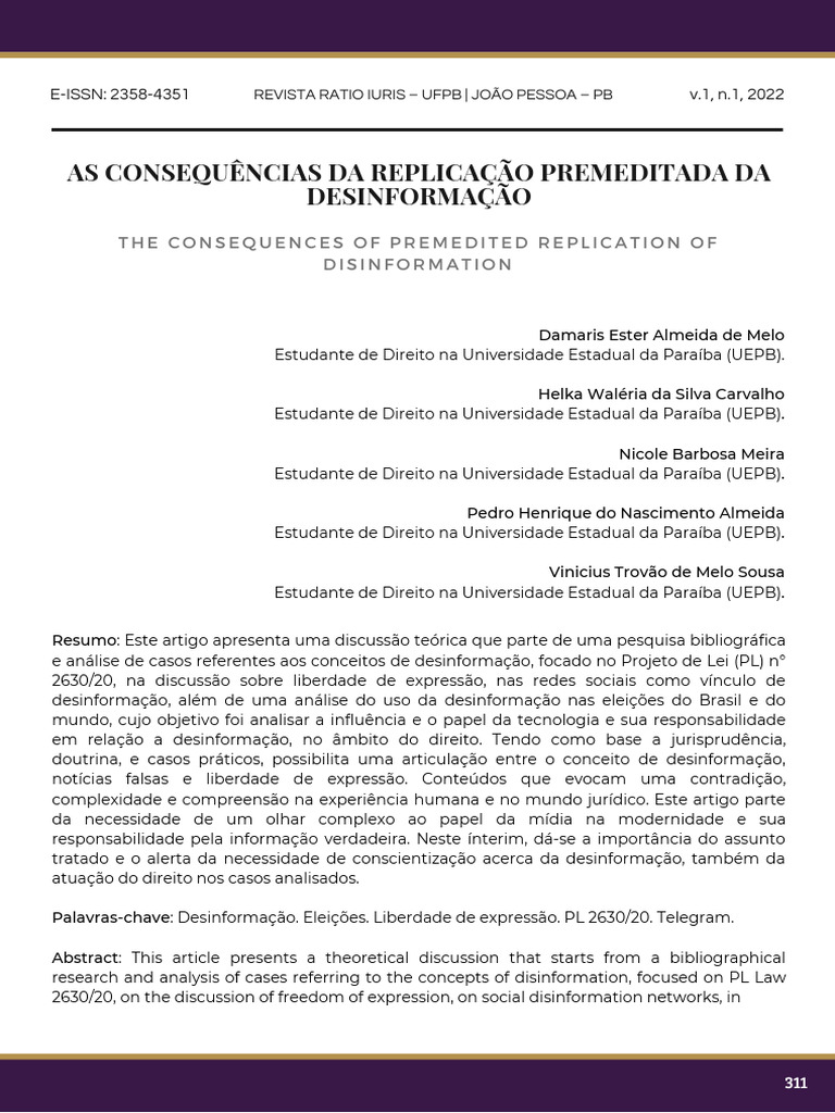 Consequências da Desinformação Premeditada | PDF | Liberdade de ...