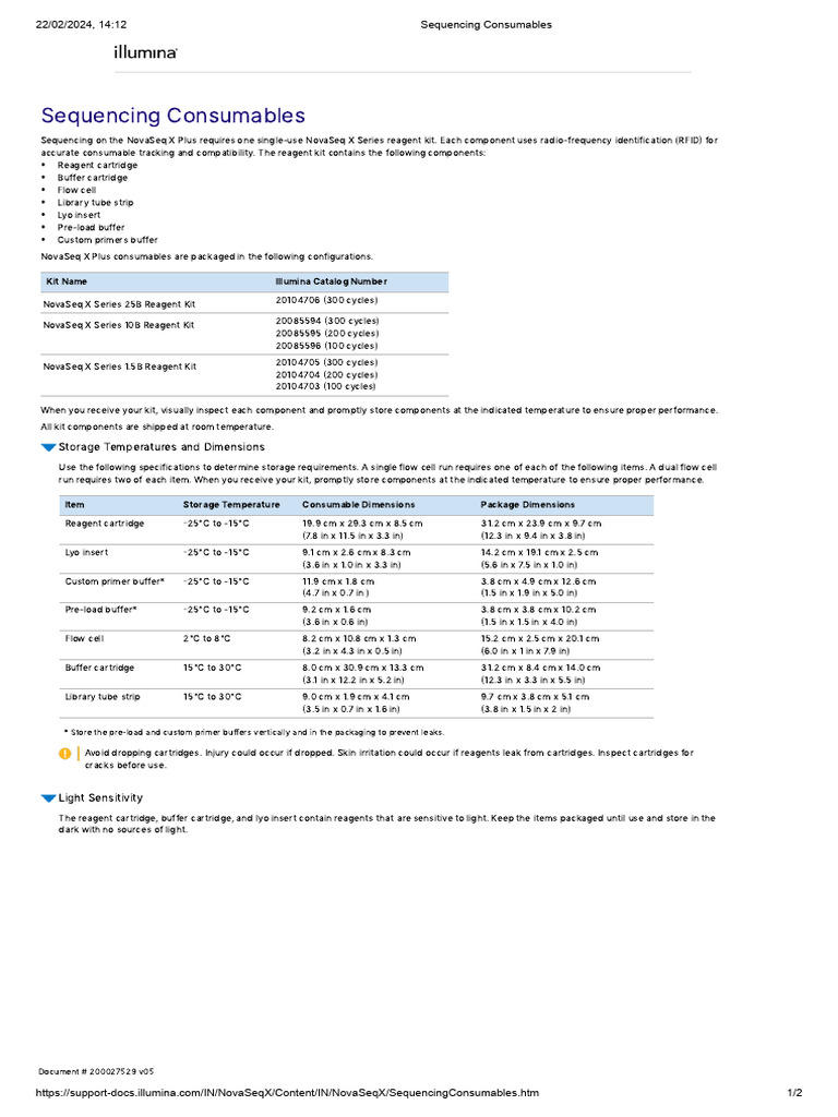 NovaSeq X - Sequencing Consumables | PDF | Cartridge (Firearms)