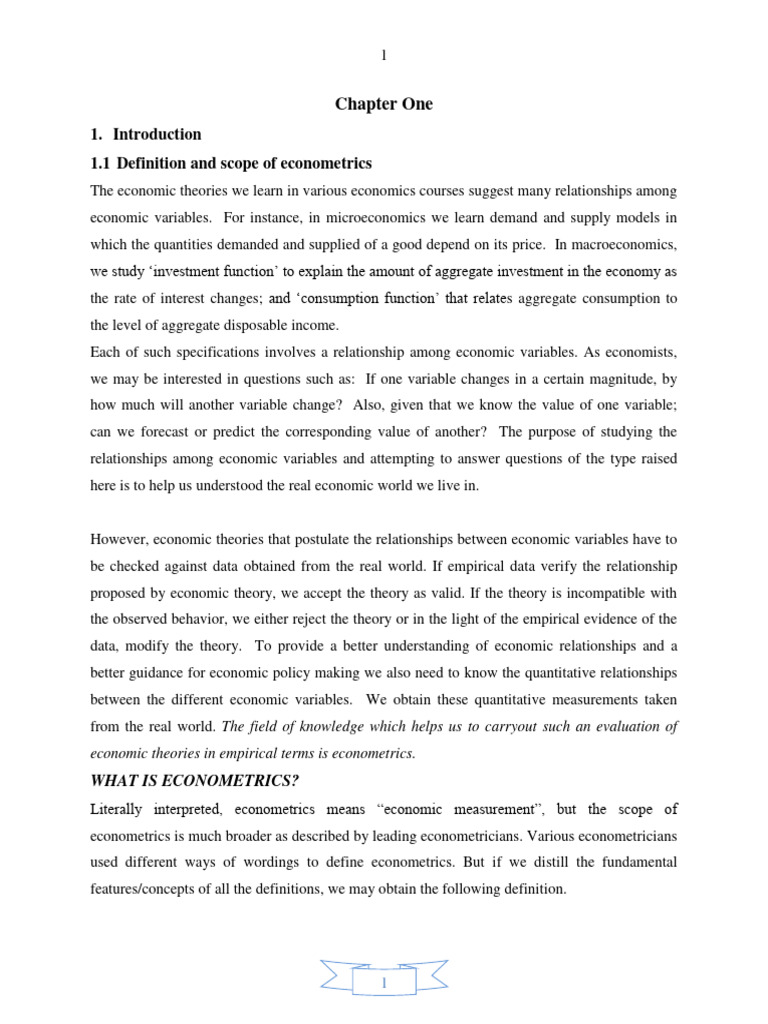 Chapter One | PDF | Econometrics | Statistics
