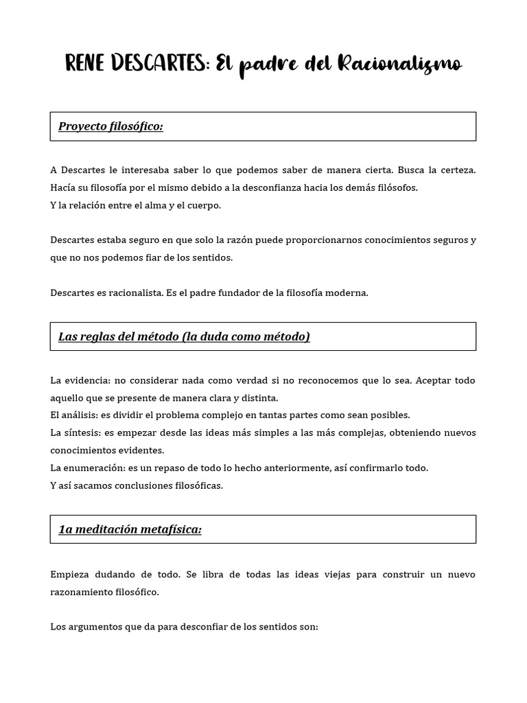 Filosofia Descartes | PDF | René Descartes | Racionalismo