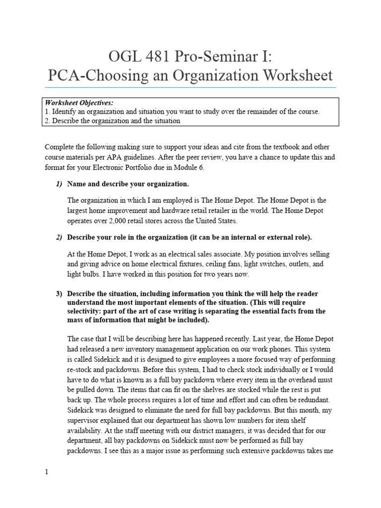 Choosing An Org Worksheet Cms | PDF | The Home Depot | Business