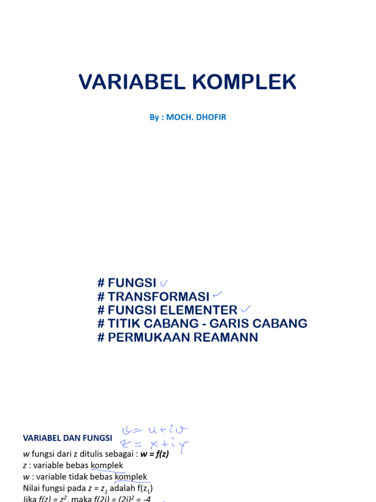 Fungsi dan Transformasi Variabel Kompleks | PDF