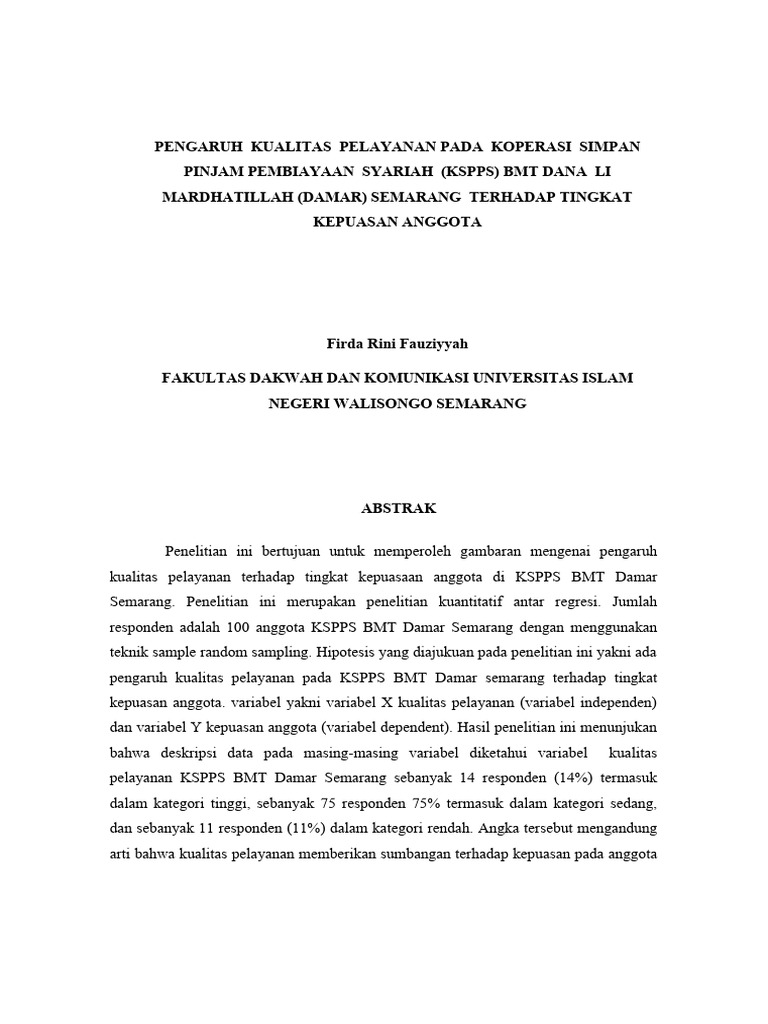 Kualitas Layanan KSPPS dan Kepuasan | PDF