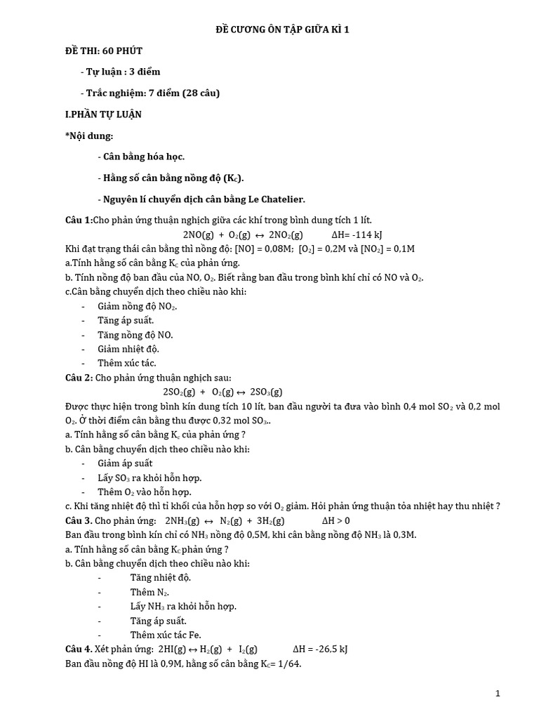 NỘI DUNG ÔN TẬP GK 1 - LOP - 11TN | PDF