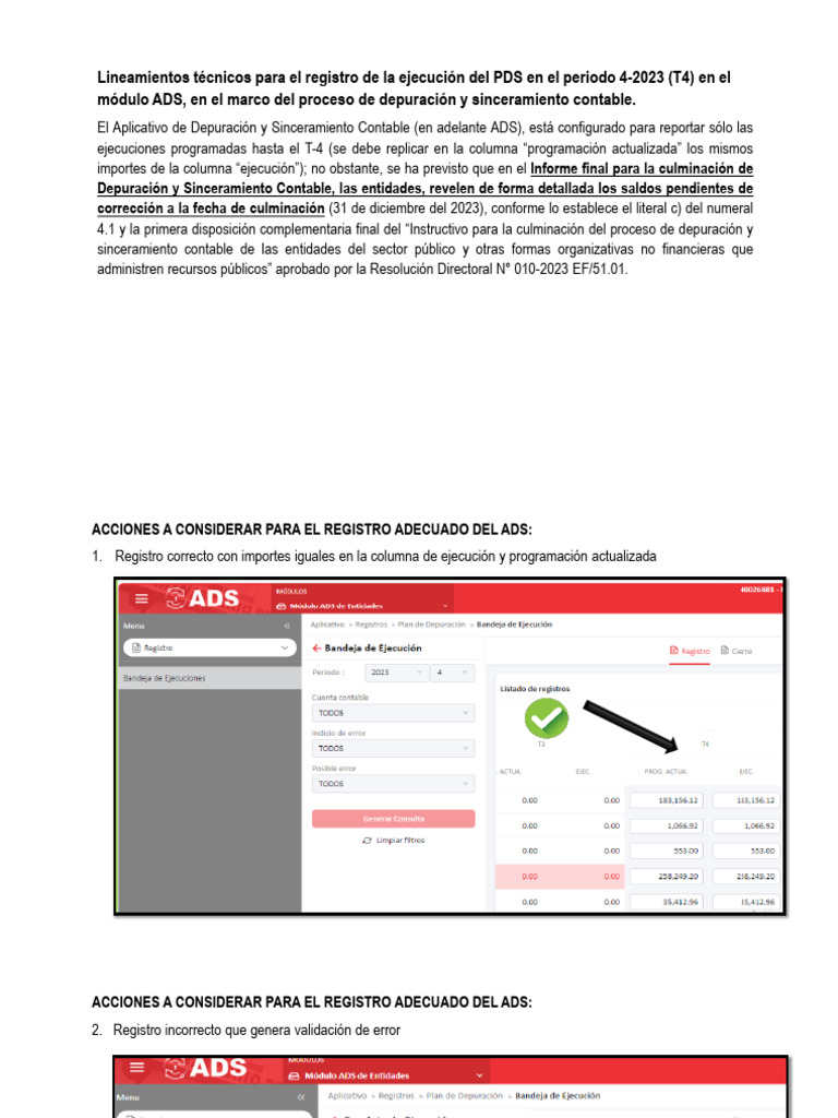 Lineamientos Técnicos para El Registro de La Ejecución Del PDS en El Periodo 4-2023 (T4) en El ...