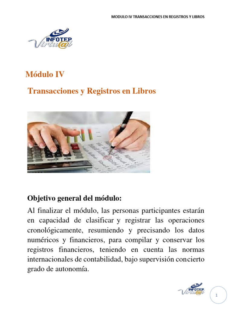 Guia Modulo IV Transacciones en registros y libros (1) | PDF | Contabilidad | Depreciación