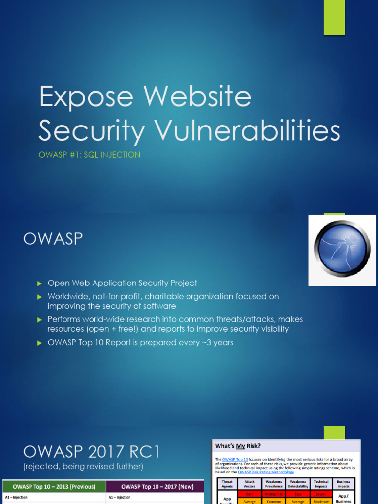 VU21997 - Expose Website Security Vulnerabilities - Class 3 SQLi | PDF | Databases | Information ...